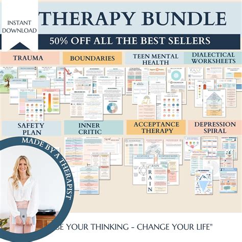 Therapy Mega Bundle Worksheets Counselling Tools Etsy