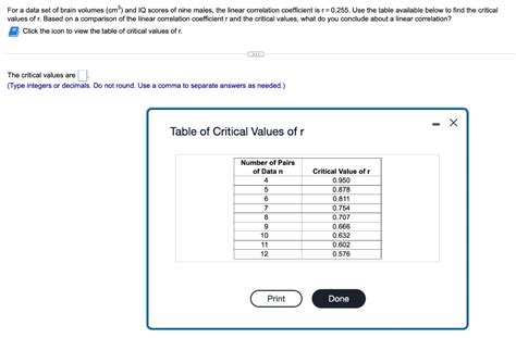 Solved For A Data Set Of Brain Volumes Cm³ And Iq Scores