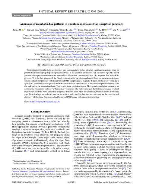 Pdf Anomalous Fraunhofer Like Patterns In Quantum Anomalous Hall