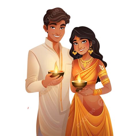 오일 램프 촛불 축하 배너를 들고 행복한 디왈리 인도 커플 디왈리 조명 행복한 디왈리 축제 디왈리 축하 Png 일러스트 및 이미지 에 대한 무료 다운로드 Pngtree