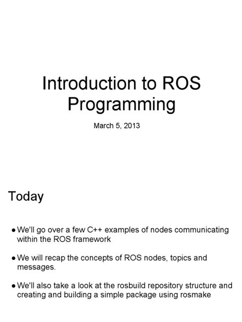 introduction to ros programming an overview of ros concepts and a