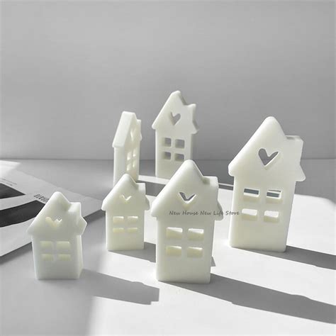귀여운 하트 모양의 집 실리콘 몰드 별 집 콘크리트 금형 주조 금형 Diy 석고 홈 공예 장식 송진 금형 예술 공예