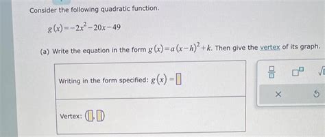 Solved Consider The Following Quadratic Function Chegg