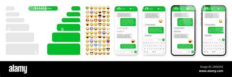 Smartphone Messaging App User Interface Design With Emoji Sms Text Frame Chat Screen With