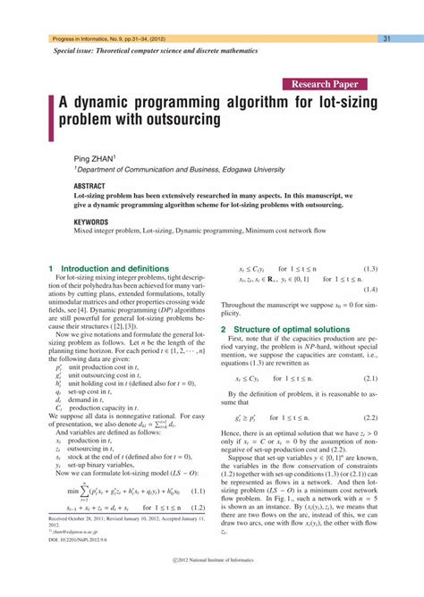 Pdf Research Paper A Dynamic Programming Algorithm For Lot · 06 A