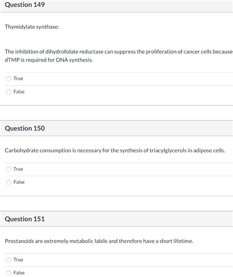 Solved Question 149 Thymidylate Synthase The Inhibition Of