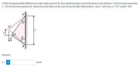 Solved A Thin Triangular Plate Pqr Forms A Right Angle At Point Q