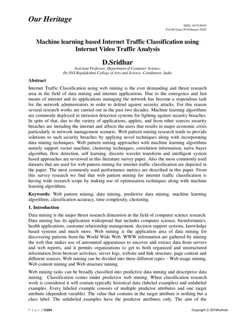 Pdf Machine Learning Based Internet Traffic Classification Using Internet Video Traffic Analysis