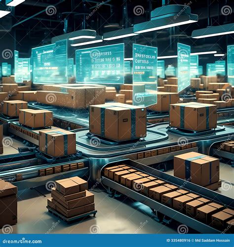 Ai Powered Conveyor Belt Sorting For Efficient Parcel Handling Royalty