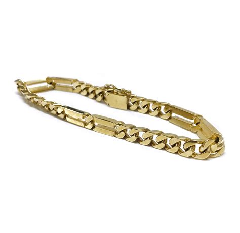 14 Karat Flat Figaro Link Bracelet For Sale At 1stdibs
