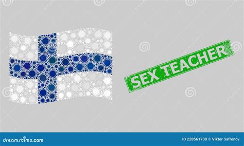 Scratched Sex Teacher Stamp Seal And Waving Sunny Finland Flag Collage