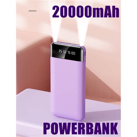jual powerbank fast charging kapasitas nyata 20000mah 3 input 4 output charger merah muda