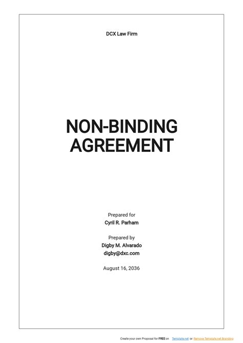 Non Binding Agreement Template