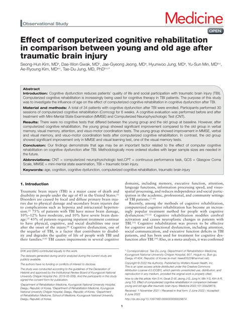 Pdf Effect Of Computerized Cognitive Rehabilitation In Comparison Between Young And Old Age
