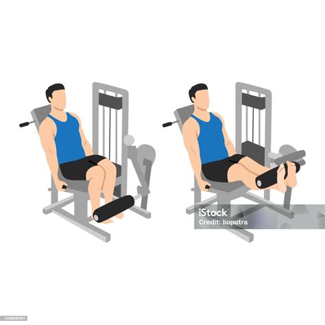 단일 다리 확장 운동을하는 남자 흰색 배경에 격리된 플랫 벡터 일러스트 레이 션 다리 신체 부분에 대한 스톡 벡터 아트 및 기타 이미지 다리 신체 부분 운동 운동