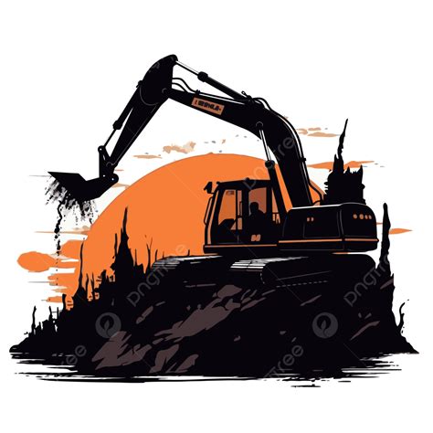 실루엣 굴삭기 벡터 스티커 클립 아트 일몰 Tshirt 그리기 만화에 굴삭기로 풍경 발굴 상표 클립 아트 Png 일러스트 및 벡터 에 대한 무료 다운로드 Pngtree