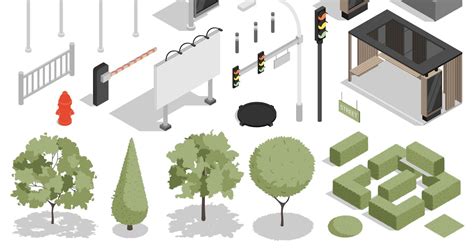 Urban Infrastructure Isometric Elements Objects Ft Isometric And Isometry Envato Elements