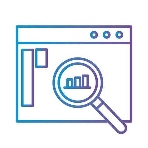 Bars Chart In Lupe On Website Gradient Style Icon Vector Design 4105063