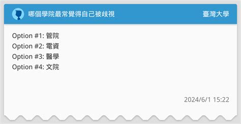 哪個學院最常覺得自己被歧視 臺灣大學板 Dcard