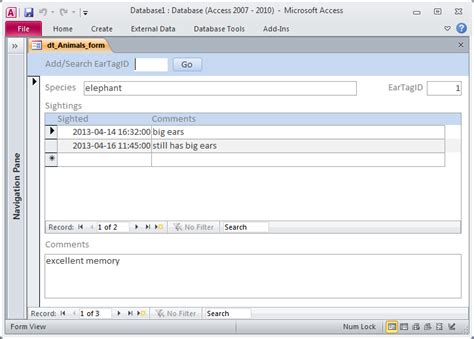 Ms Access Using A Form To Display Previous Entries And Add New Ones