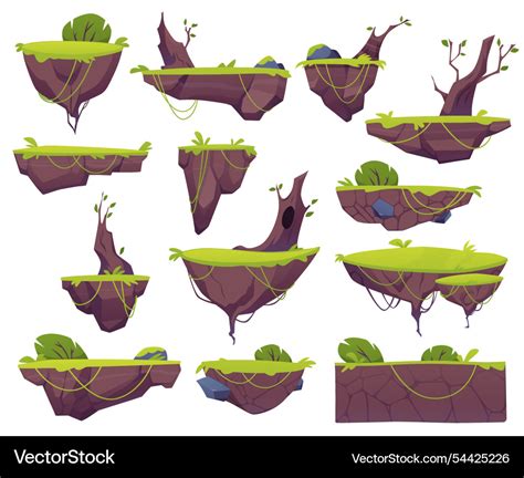Floating Islands Game Assets Royalty Free Vector Image