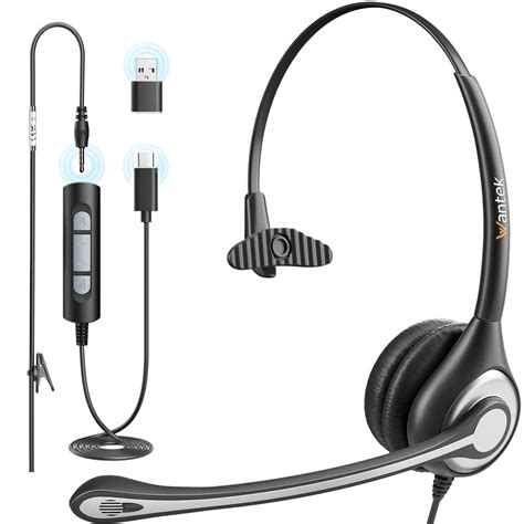 Wantek Wired Usb Universal Headset With Noise Cancelling Mic In Pc Laptop Jacks