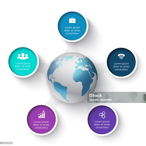 Infographic 위한 어스 벡터 원 요소입니다 주기형 다이어그램 그래프 프레 젠 테이 션 및 원형 차트에 대 한 템플릿 5 옵션 부품 단계 또는 프로세스와 비즈니스