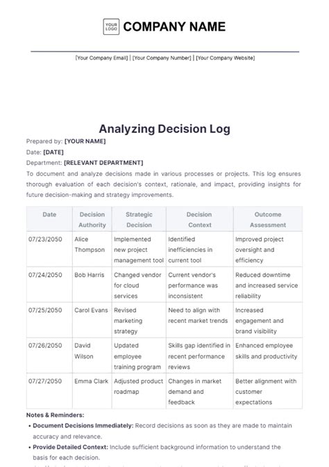 Free Analyzing Decision Log Template To Edit Online