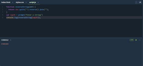 reverse a string javascript program devpost