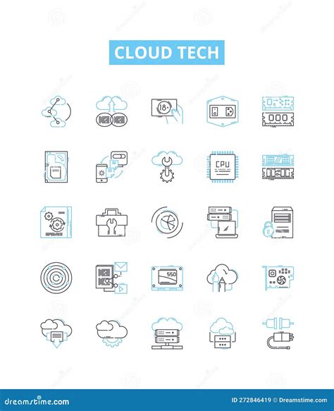 Cloud Tech Vector Line Icons Set Cloud Tech Computing Storage