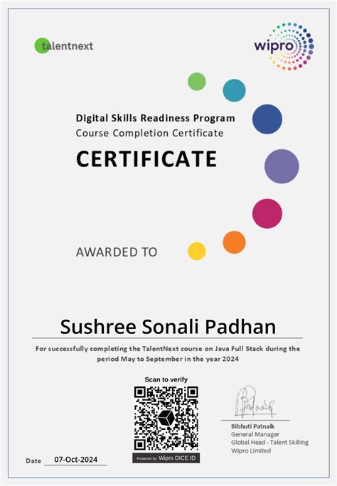 Sushree Sonali Padhan On Linkedin Javafullstack Talentnext Wipro