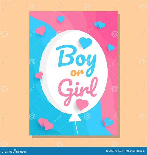 Vector Gender Reveal Party Invitation Template With Pink And Blue