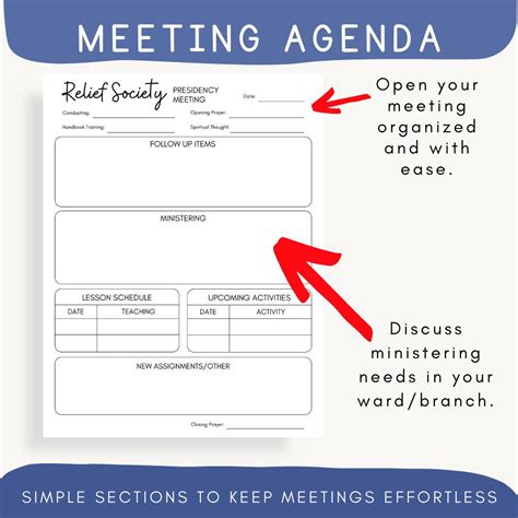 Relief Society Meeting Outline Relief Society Meeting Template Relief Society Agenda Rs