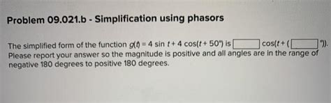 solved problem 09 021 a simplification using phasors the
