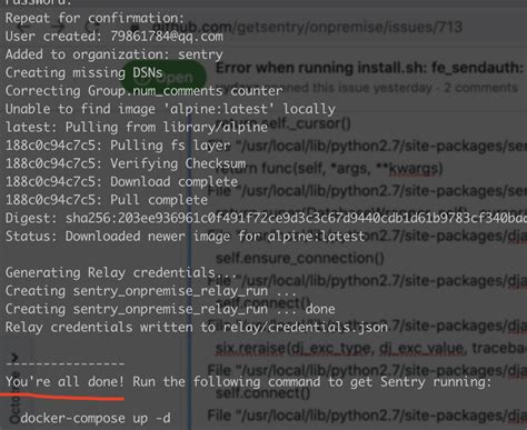 Error When Running Install Sh Fe Sendauth No Password Supplied · Issue 713 · Getsentry Self