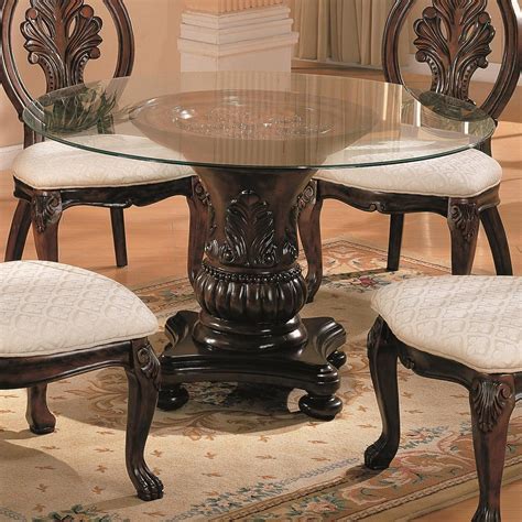 Coaster Tabitha Traditional Round Glass Top Dark Cherry Dining Table