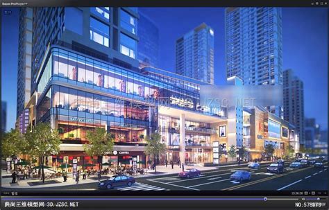 都市夜景 显示器屏幕商业沿街景枫广场36商业街场景 商业广场3dmax模型 商业广场3dmax模型