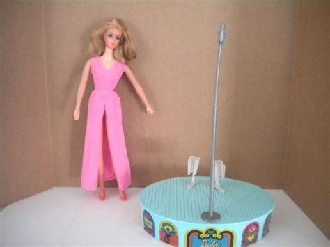 Vintage 1970 Barbie Live Action On Stage Doll With Stage And Mic