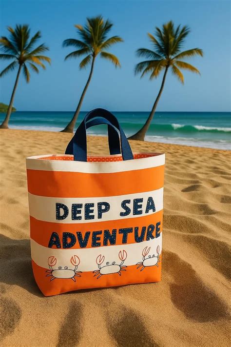 Orange White Strippes Canvas Tote Bag Artisan Handmade Hand