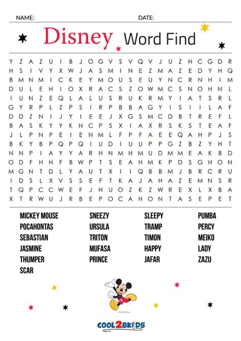 Disney Word Searches Printable Printables Templates Free