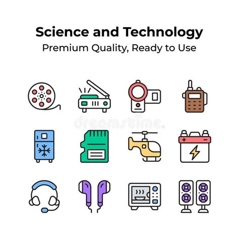 Set Of Science And Technology Icons In Modern Style Stock Vector Illustration Of Scanner