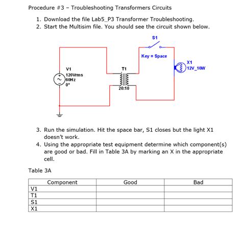 Solved Procedure 3 Troubleshooting Transformers Circuits 1 Chegg Com
