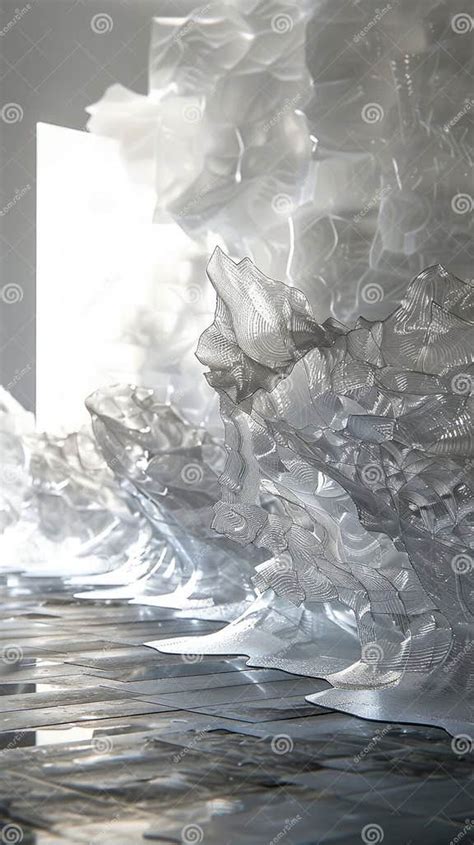 Abstract Modern Art Installation With Translucent Sculptures Stock Illustration Illustration