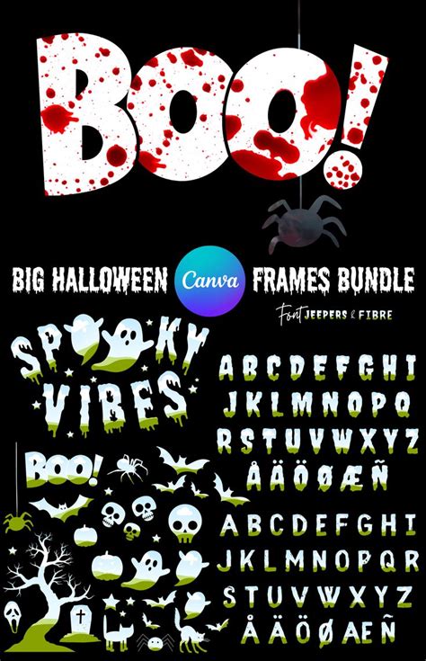 Halloween Bundle Of Drag And Drop Canva Frames