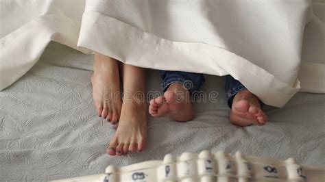 Close Up Of Feet In A Bed Under White Blanket Stock Video Video Of Female Love