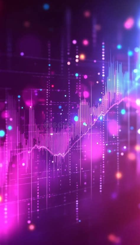 Abstract Technology Background Glowing Charts And Financial Graphs Blurred Bokeh Effect Stock