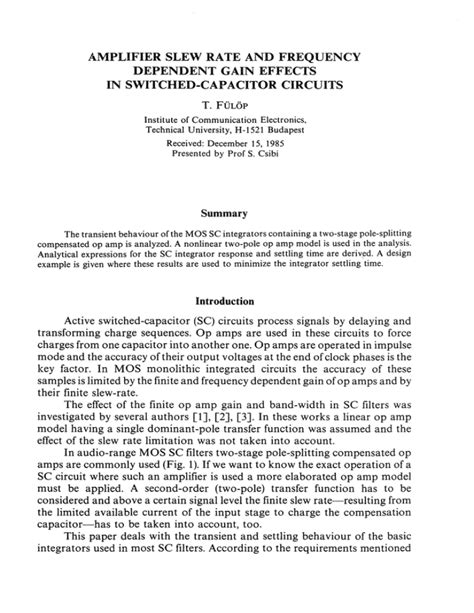Amplifier Slew Rate And Frequency Dependent Gain
