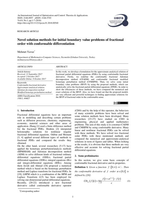 Pdf Novel Solution Methods For Initial Boundary Value Problems Of