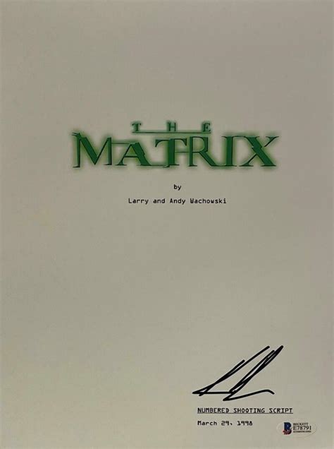 Keanu Reeves The Matrix Signed Full Script Authentic Autograph Beckett