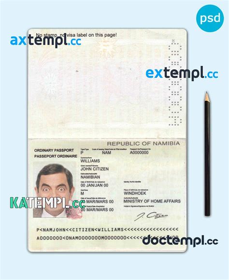 Sample Namibia Passport Template In Psd Format Fully Editable Download